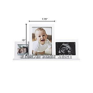 Kate & Milo Love at First Sight Baby Photo and Ultrasound Photo Frame Baby Sonogram Photo Frame Triple Picture Collage Frame White