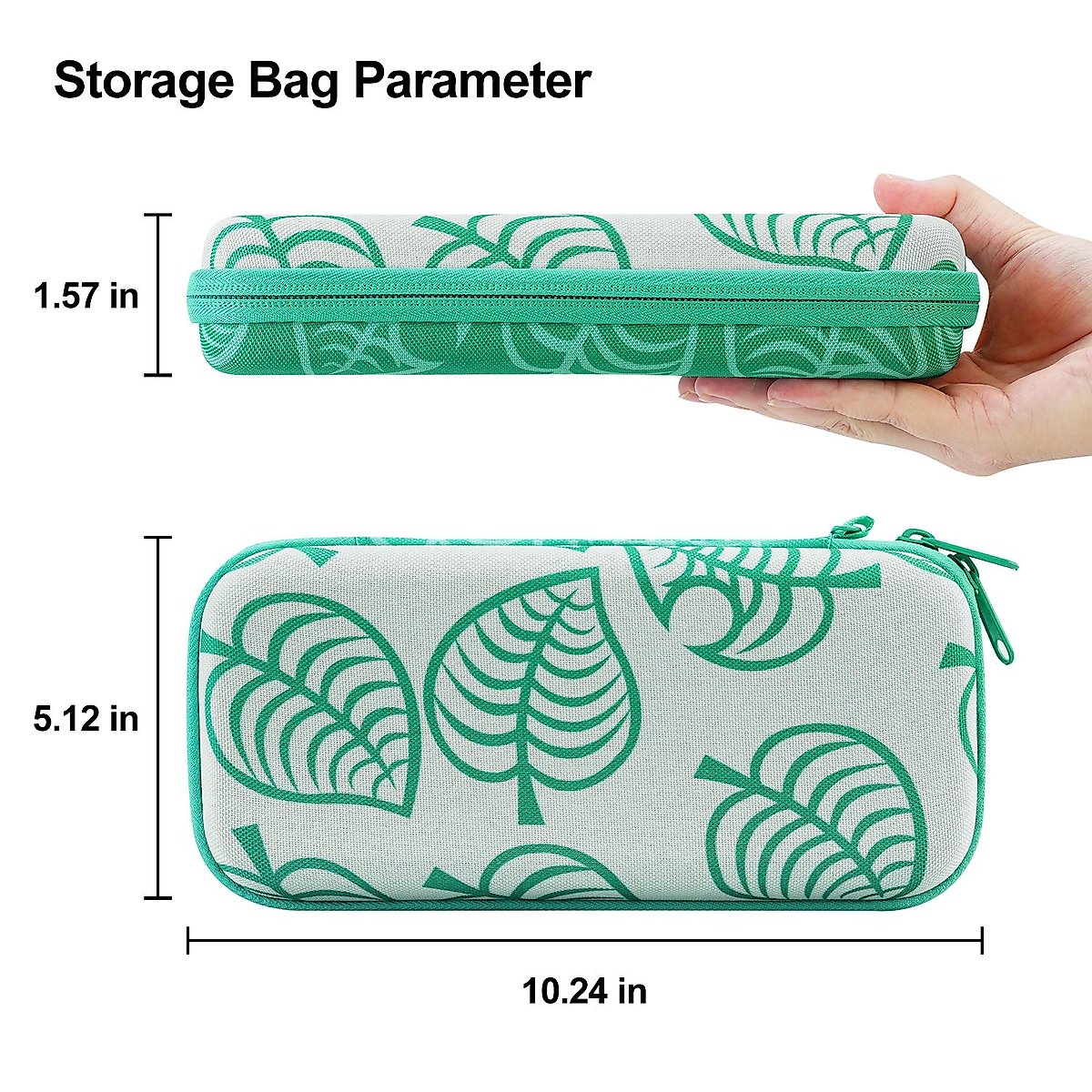 JINGDU Carrying Case for Switch, 4 in 1 Protective Storage Bag Set with Game Card Slots for Leaf Crossing Switch Console include Screen Protector & Thumb Grips & Hand Strap