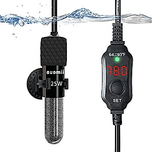 auomii Small Submersible Aquarium Heater,Adjustable Mini Fish Tank Heater 25/50/100/150/200/300 Watts with External Temperature Controller, LED Display, Smart Memory, Used for 1-60 Gallons