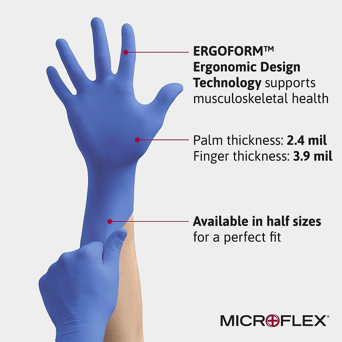 Microflex UF524S Ultraform Powder Free Nitrile Glove Size Small Box of 300