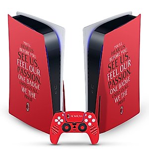 Head Case Designs Officially Licensed AC Milan Typography Art Matte Vinyl Faceplate Sticker Gaming Skin Decal Cover Compatible With Sony PlayStation 5 PS5 Disc Edition Console & DualSense Controller