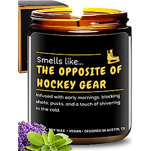 Hockey Candle, Funny Hockey Gifts for Hockey Lovers, Hockey Mom Gifts for Women, Gifts for Hockey Players, Long-Lasting Scent, Gift Ready
