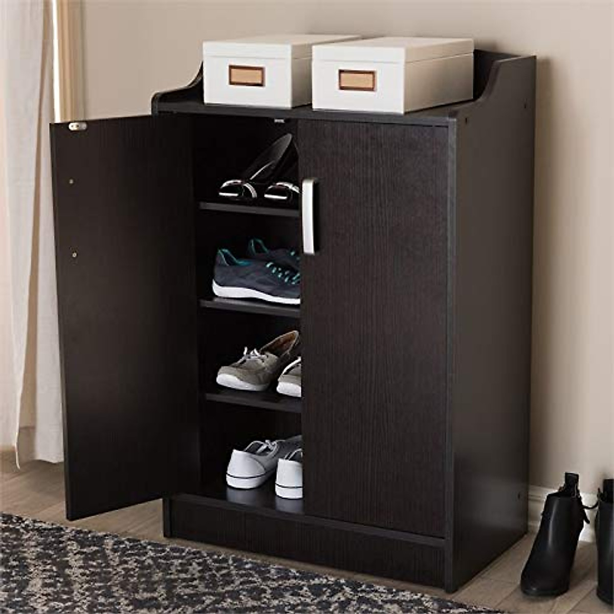 Baxton Studio Verdell Shoe Cabinet in Wenge Brown