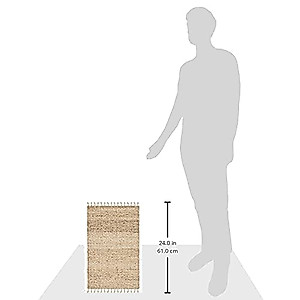 SAFAVIEH Natural Fiber Collection 2' x 3' Natural NF733A Handmade Farmhouse Fringe Premium Jute Accent Rug