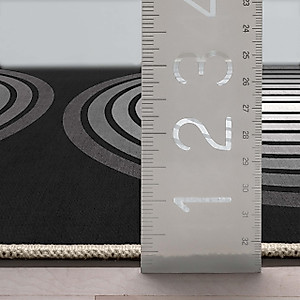 Well Woven Geometric Modern Flat-Weave 5'3" x 7'3" Area Rug - Black + White Dark Curves - for Living Room, Dining Room and Bedroom