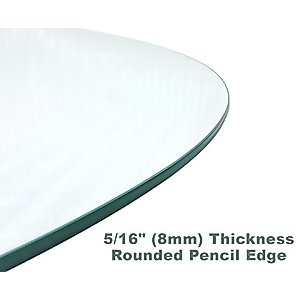 Audio-Visual Direct Tempered Glass Patio Table Top with Rounded Edge (36" with 1 5/8" Center Hole) Includes Free Umbrella Hole Ring and Cup Set