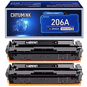 ChYuminK (with CHIP) Replacement for HP 206A W2110A 206X W2110X Compatible Toner Cartridge for HP Laserjet Pro MFP M283FDW M255DW M283CDW M283 M255 Black Printer Ink (2-Pack, Black)