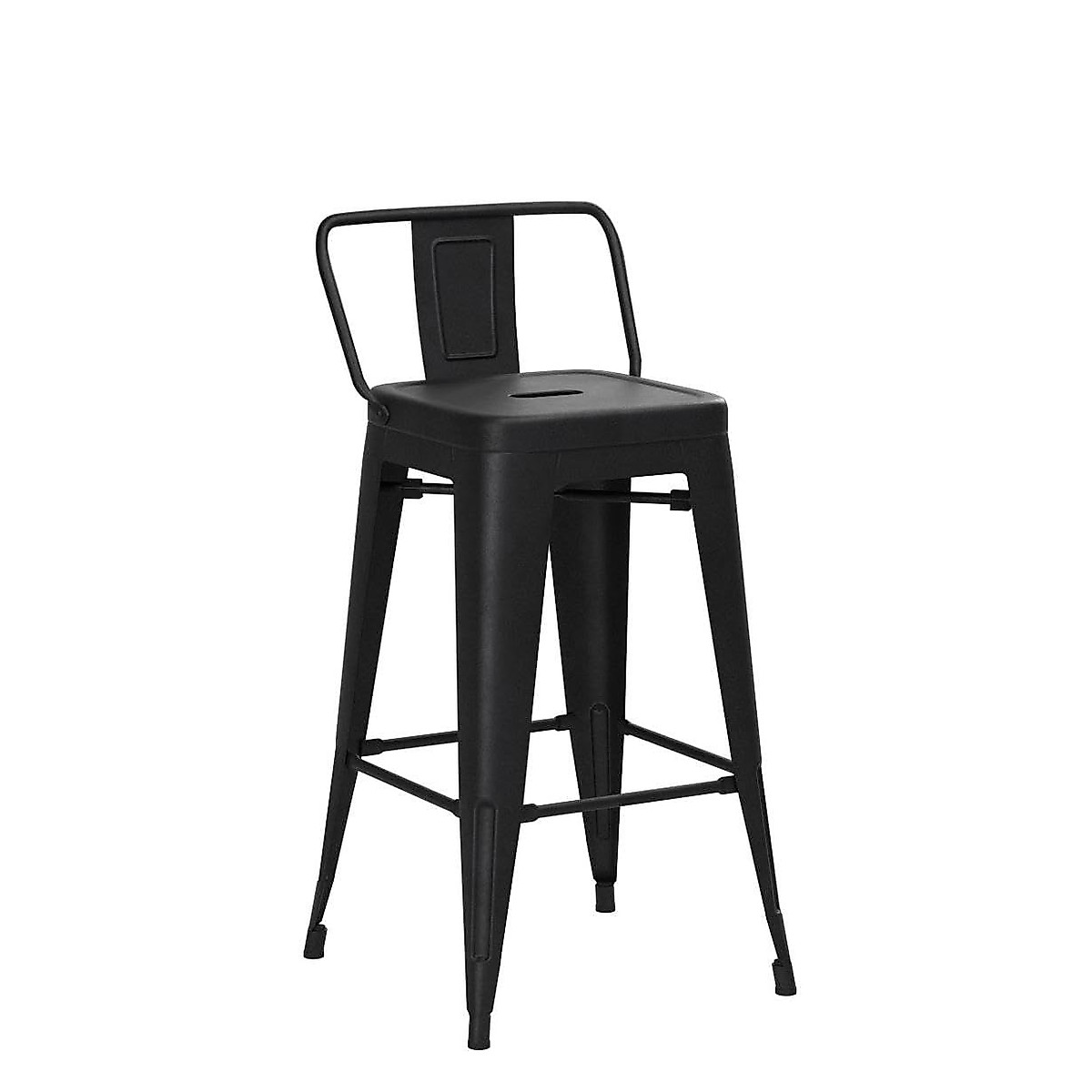 Yongqiang 26 inch Metal Barstools Set of 4 Indoor Outdoor Bar Stools with Back Kitchen Dining Counter Stools Bar Chairs Matte Black