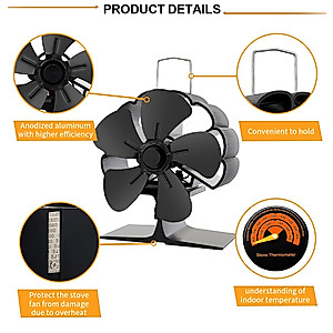 MKNAZ 5 Blade Mini Fireplace Fan Heat Powered Stove Fan Log Wood Burner Eco-Fan Quiet Fireplace Fan Heater Efficient Heat Distribution (Color : Stove Fan)