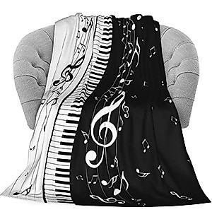 Delerain Piano Keys Music Note Soft Throw Blanket 40"x50" Lightweight Flannel Fleece Blanket for Couch Bed Sofa Travelling Camping for Kids Adults