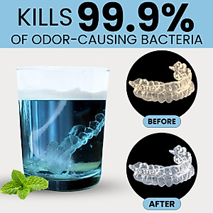 Smile Again Denture, Mouth Guard, Night Guard, Retainer Cleaner and Disinfectant - Mint Flavor - 6 Month Supply …