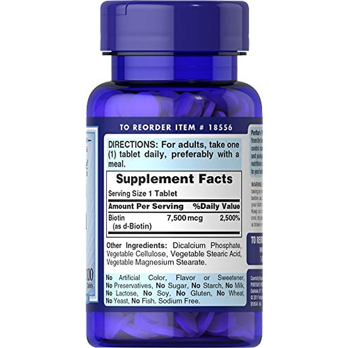 Puritans Pride Biotin 7500 mcg, Healthy Hair Support, 100 Count, 100 Count (Pack of 1)