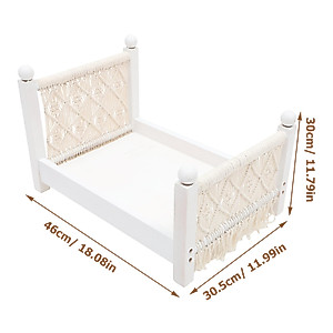 PartyKindom 1pc Newborn Photography Prop Crib Shooting Assisted Wood Hand- Woven Bed for Home/Wall/Kitchen/Room Decor