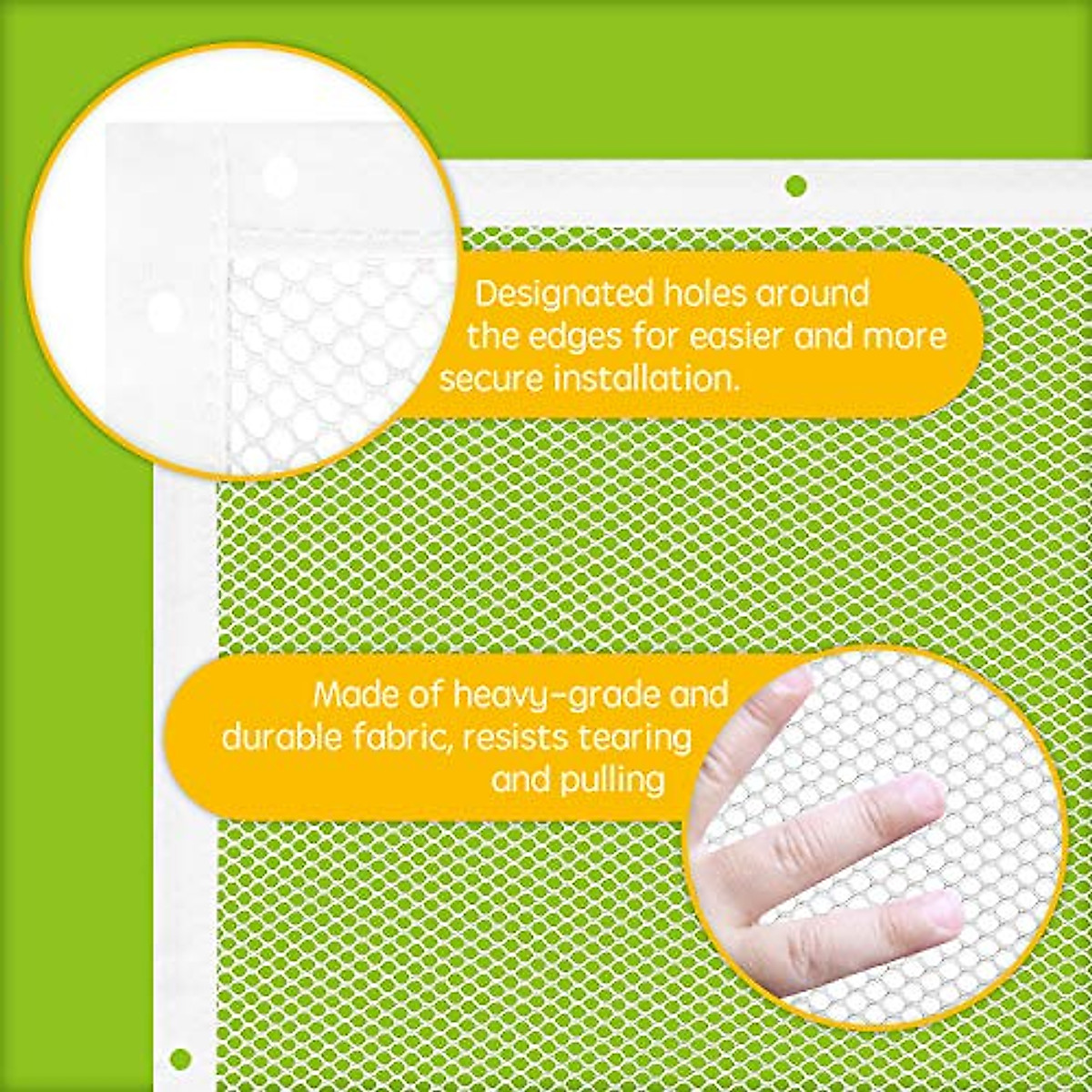 Banister Guard for Baby - 15ft x 3ft, Child Safety Net, Rail Balcony Banister Stair Mesh for Kids, Toys, Pets - White