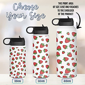 winorax Personalized Strawberry Water Bottle Strawberry Cute Pattern Design Insulated Stainless Steel 12oz 18oz 32oz Travel Sport Bottles Birthday Christmas Back To School Gifts For Kids Baby Girl