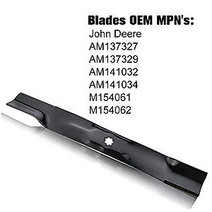 Grasscool X300 42 ich Mower Deck Blades for JD D105 D110 D125 D130 LT160 LA135 42'' Deck Lawn Tractor Replace AM141034 AM141032 M154062 AM137327 M154061 2 Pack