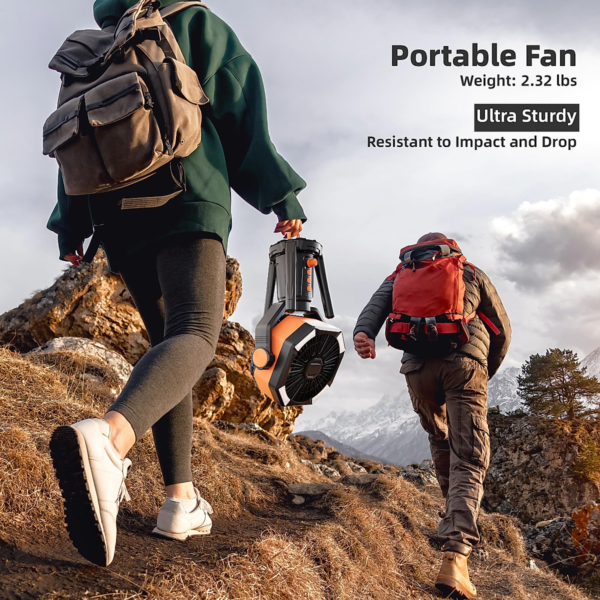 MORIKO Table Fans Tripod, 20000mAh Rechargeable Battery Operated Portable Tent Fan with LED Lantern, Remote Control, Hook, 270° Pivot, Stepless Speed-Ideal for Camping, Picnic, Barbecue, Jobsite