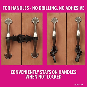 Kiscords Baby Safety Cabinet Locks for Handles Child Safety Cabinet Latches for Home Safety Strap for Baby Proofing Cabinets Kitchen Door RV No Drill No Screw No Adhesive /4 Pack (Black)