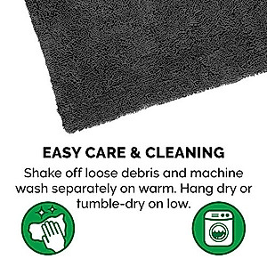 Furhaven XXL Runner Pet Door Mat Muddy Paws Absorbent Chenille Shammy Rug, Washable - Charcoal (Gray), Runner