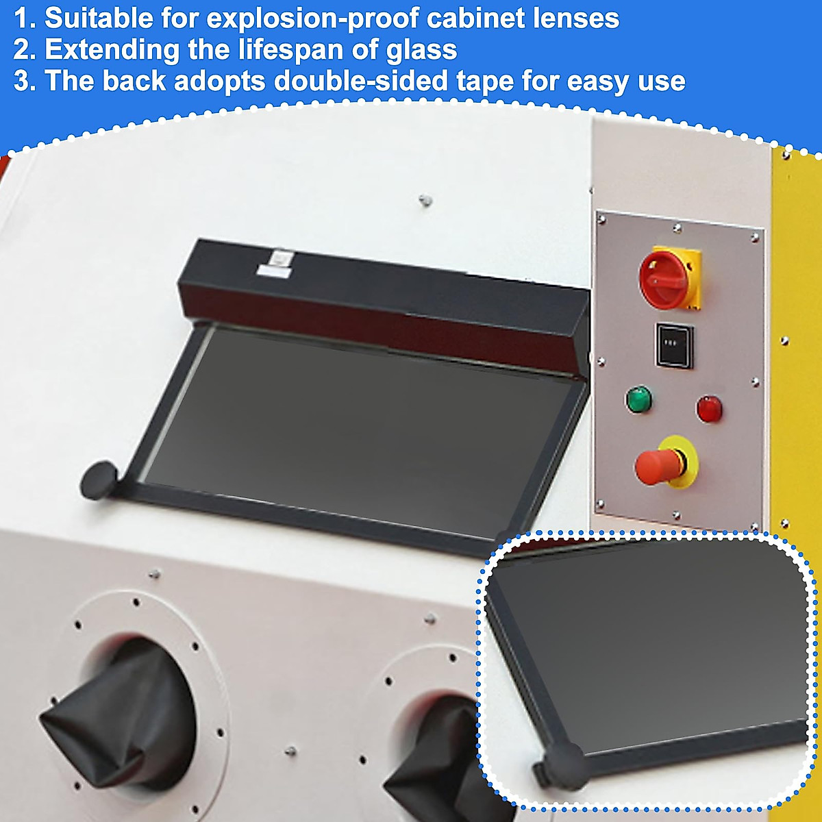 24 Pack Abrasive Blasting Cabinet Lens Cover - Clear Polyester Film Sandblast Cabinet Inner Len Protector Adhesive Standard Sand Blast Film for Abrasive Window Blasting Cabinet Replacement 23'' x 11''