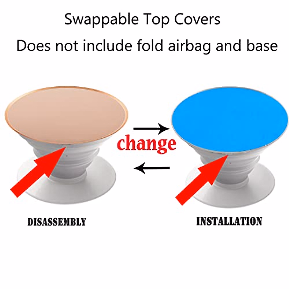 Swappable Covers for Collapsible Phone Grip & Stand Replacement Top Covers for Get a Different Design On Your Expanding Phone Grip Removable(6pack)