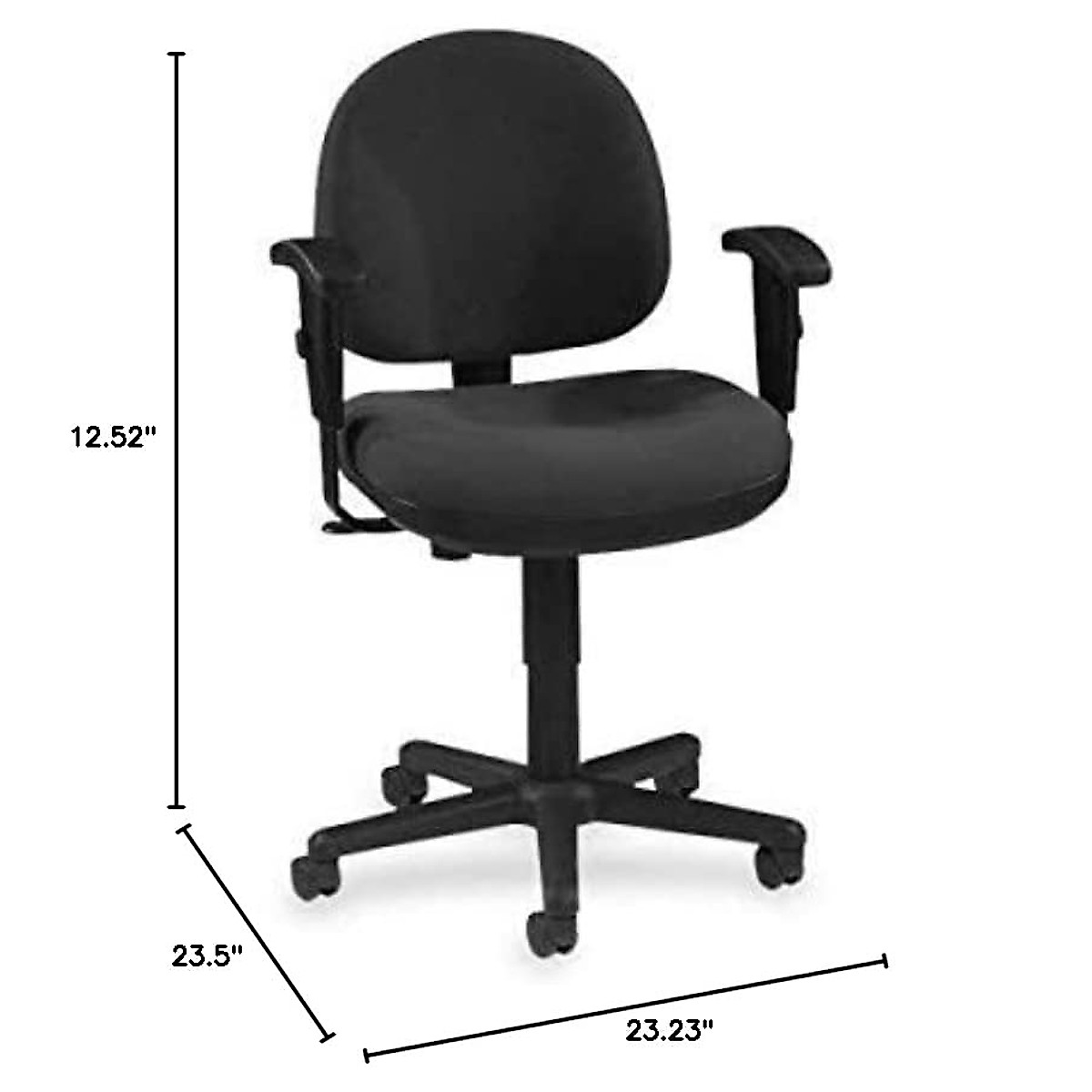 Lorell Adjustable Task Chair, 24" x 24" x 33" to 38", Black