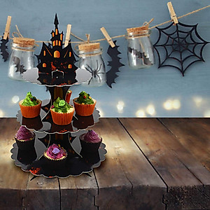 Halloween Supplies 3 Tier Cupcake Stand Cardboard Cake Stand Tower Party Decorations Gothic Party Supplies