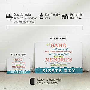Lantern Press 12x18 Inch Metal Sign, Siesta Key, Florida, Beach Memories Last Forever