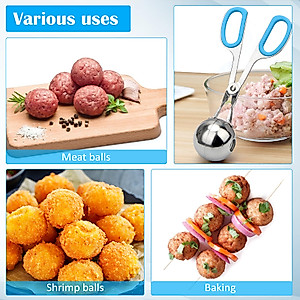 Meatball Maker, AHIER 2PCS None-stick Meatball Scoop Ball Maker with Detachable Anti-Slip Handles, Stainless Steel Meat Baller Cake Pop Scoop for Kitchen (1.38"&1.78")