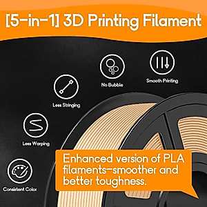 Wellshow/SunTop Wood PLA 3D Printer Filament 1.75mm, After-Sales Service, PLA Woodlike Filament, 15% Wood Powder Added, 1kg(2.2lbs) Spool