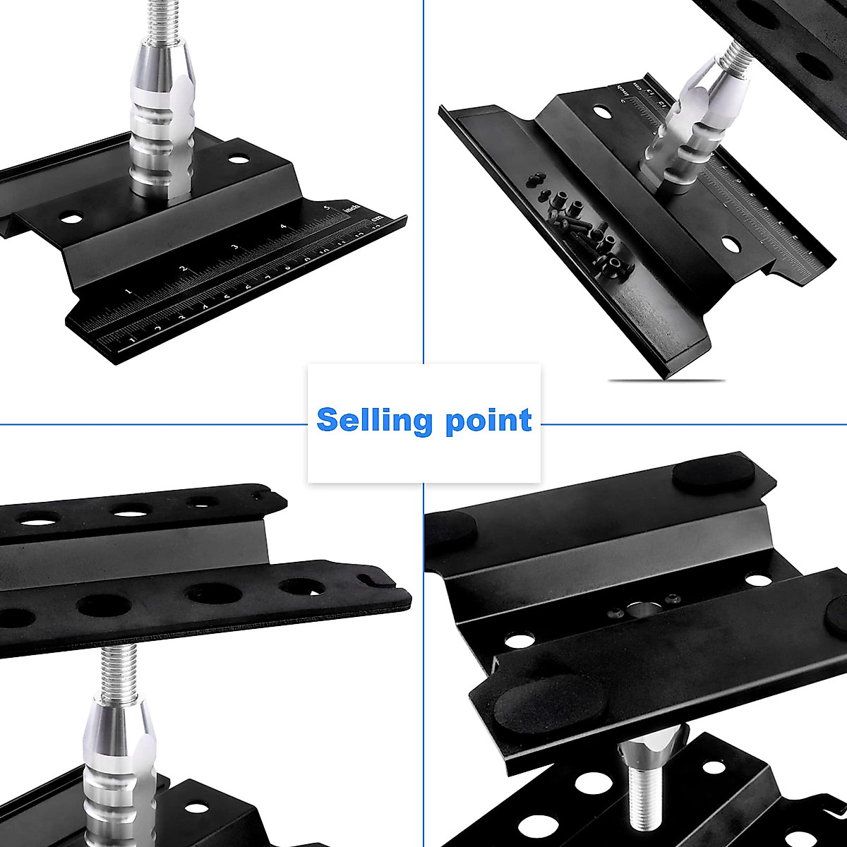 FriHobby RC Car Work Stand RC Tool Kit Repair Workstation Aluminum Alloy 360 Degree Rotate w/Screw Kit & Screw Tray, Wheel Wrench for 1/8 1/10 1/12 1/16 Scale Models Cars Trucks (Black)
