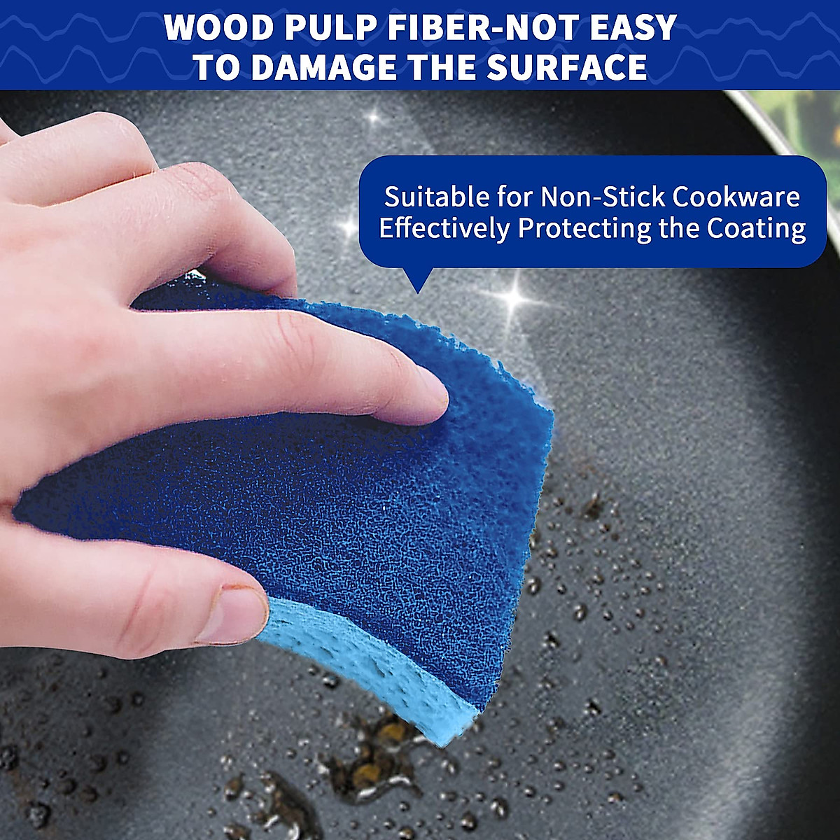 CELOX 12 Pack Non-Scratch Dish Sponge, Dual Sided Kitchen Sponges for Dishes, Long Lasting Dishwashing Household Cleaning Sponges for Kitchen, Easy to Dry and Reusable