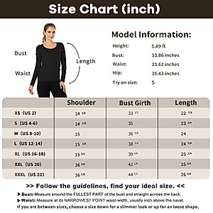 MANCYFIT Womens Thermal Tops Fleece Lined Shirt Long Sleeve Base Layer Scoop Neck Black Medium