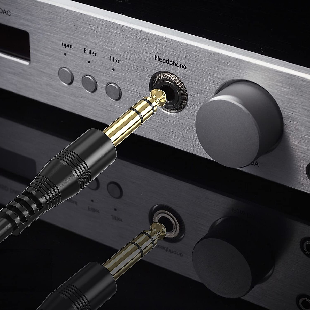 1/4 Splitter, 2 Pack 6.35mm TRS Stereo Headphone Male to 2 Female Splitter Cable, Quarter Inch Y Splitter Adapter UIInosoo for Headphone, Speaker, Guitar, Amplifiers, Mixer, 6 inch