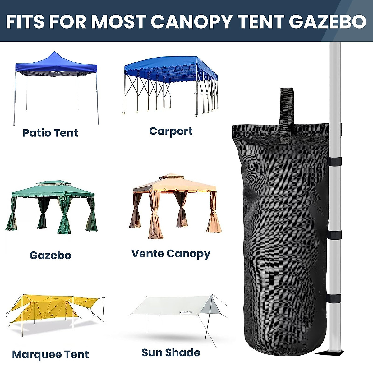 Yontuo Canopy Weight Bags, Heavy Duty 1680D Canopy Weights Sandbags for Instant Outdoor Canopy, Pop Up Sun Shelter, Gazebos, Sunshade Canopy Tent Weights Sand Bags Set of 4(No sand)