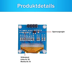 5PCS 0.96 Inch OLED Display Module, PEMENOL 128 x 64 Pixel I2C IIC Serial 1 OLED LCD Display Module with SSD1306 Driver for Arduino Raspberry Pi and ESP8266（White Light）