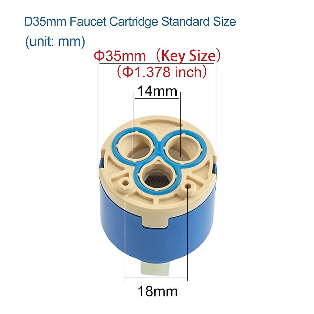 XUCHUAN Diameter 35mm Ceramic Faucet Cartridge Replacement for Single Handle Kitchen Basin Shower Faucet Part, Ceramic Faucet Valve