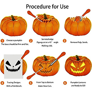 Zclro Pumpkin Carving Kit Tools Halloween, 7 Pcs Professional Heavy Duty Carving Set, Stainless Steel Double-side Pumpkin Sculpting Tool for Halloween Decoration Jack-O-Lanterns, Gift for Halloween