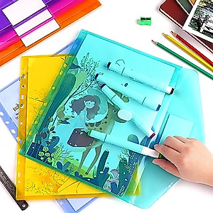 Tamaki 6 Pack Binder Pocket Folders, Binder Folders with Pockets for School Supplies, Letter Size, 11 Holes, Colorful