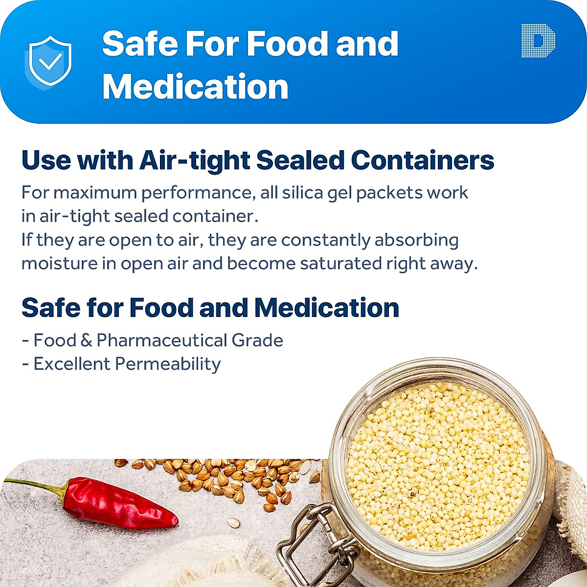 10gm Pack of 20 Dry&Dry Premium Pure & Safe Silica Gel Packets Desiccant Dehumidifier - Rechargeable Paper(FDA Compliant)