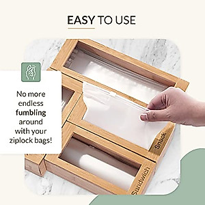 Ziplock bag organizer, bamboo ziplock organizer for drawer, bag organizer for kitchen plastic bag storage, ziplock bag organizer