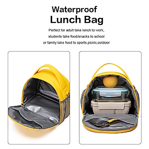 Lunch Bag Insulated Cooler Bag for Women Nylon Waterproof Lightweight Lunch Box Organiser (Yellow)