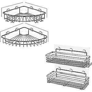 Orimade Corner Shower Caddy Organizer bundle with Rectangle Shower Shelves and Soap Dish Holder