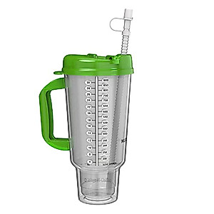 32 oz Double Walled Hospital Mug with Straw - Car Mug Fits in Most Cup Holders | Travel Mug (Green Apple)