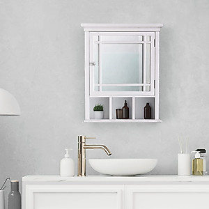 Elegant Home Fashions Neal Removable Wooden Medicine Cabinet with Mirrored Door, White