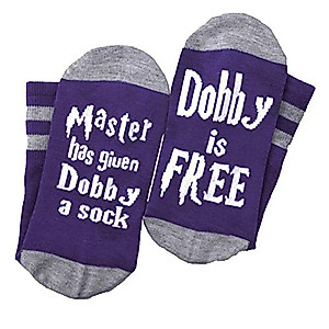 Novelty Socks Easter Basket Stuffers for Teens Boys Adults, Master Has Given Dobby a Sock Dobby is Free Socks