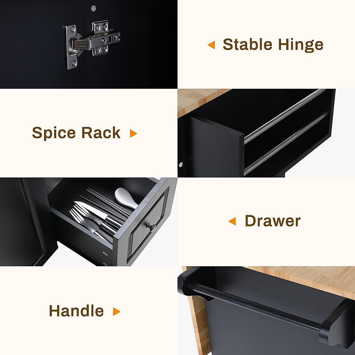 Kitchen Island with Storage,Kitchen Island on Wheels,Island Table for Kitchen,Rolling Kitchen Island,Kitchen Island Cart with Spice Rack, Towel Rack & Drawer, Expandable Top Large Kitchen Trolley Cart