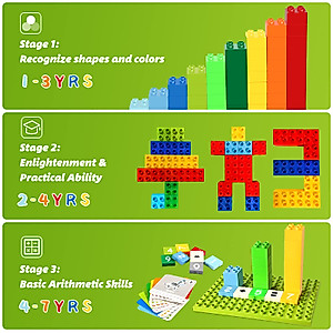 Early Math Activity Set Numberblocks Learning & Education Toys for Toddlers, Sorting & Stacking Toys Preschool Building Blocks Set with Counting Blocks, Number Cards & Base