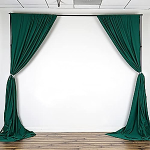 Efavormart 2 Pack | Hunter Emerald Green Fire Retardant Scuba Polyester Curtain Panel Backdrops Wrinkle Free with Rod Pockets - 10ftx10ft