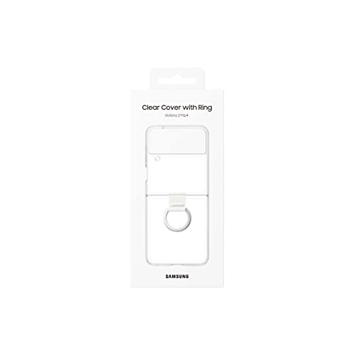 SAMSUNG Galaxy Z Flip4 Clear Cover with Ring, Protective Phone Case with Finger Loop, Handheld Design, US Version, Transparent